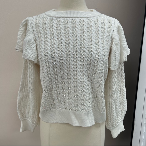 Alice + Olivia | Sweaters | Alice Olivia Rosi Sequin Sweater In White ...